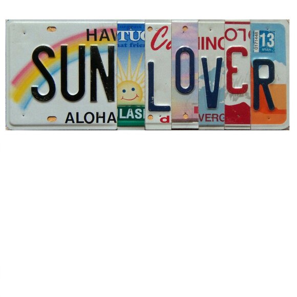 Wall Decor | Hand Crafted License Plate Embossed Letter Sign Aloha Sun ...